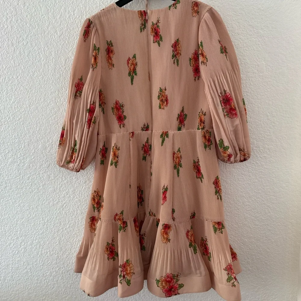 Zimmermann | Dresses | Zimmermann Blush Pink Floral Vneck Pleated ...